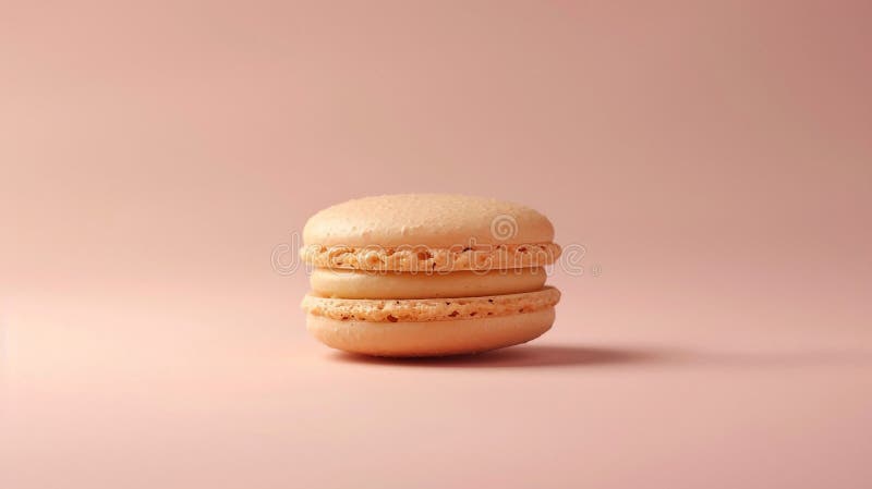 Single Peach Macaron on a Minimalist Light Pink Background, Showcasing ...