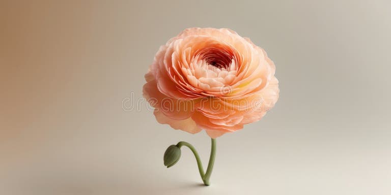 A Single Peach Ranunculus Flower in Bloom Stock Photo - Image of ...