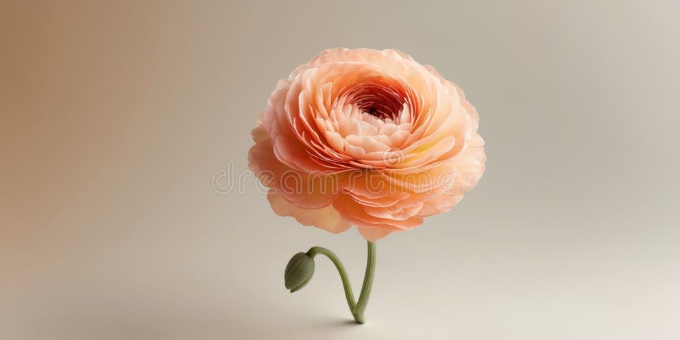 A Single Peach Ranunculus Flower in Bloom Stock Photo - Image of ...