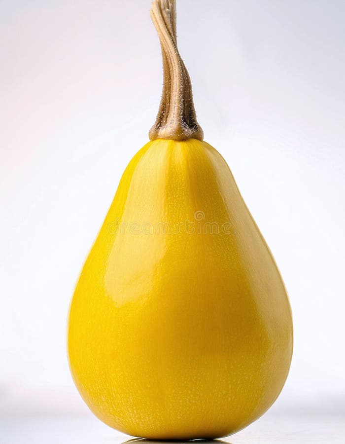 A Single, Pear-shaped Yellow Squash with a Brown Stem, Resting on a ...