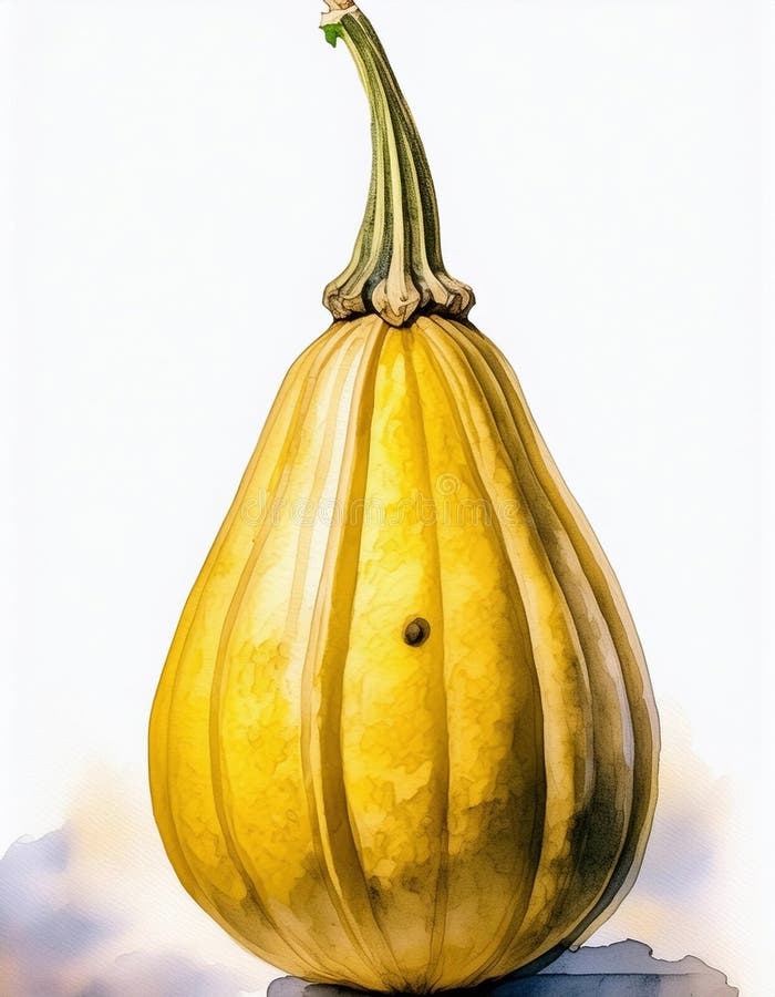 A Single, Pear-shaped Yellow Squash with a Brown Stem, Resting on a ...