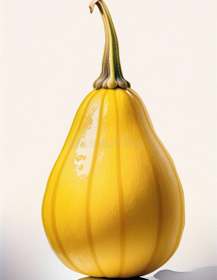 A Single, Pear-shaped Yellow Squash with a Brown Stem, Resting on a ...