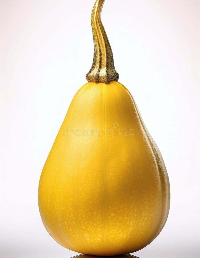 A Single, Pear-shaped Yellow Squash with a Brown Stem, Resting on a ...