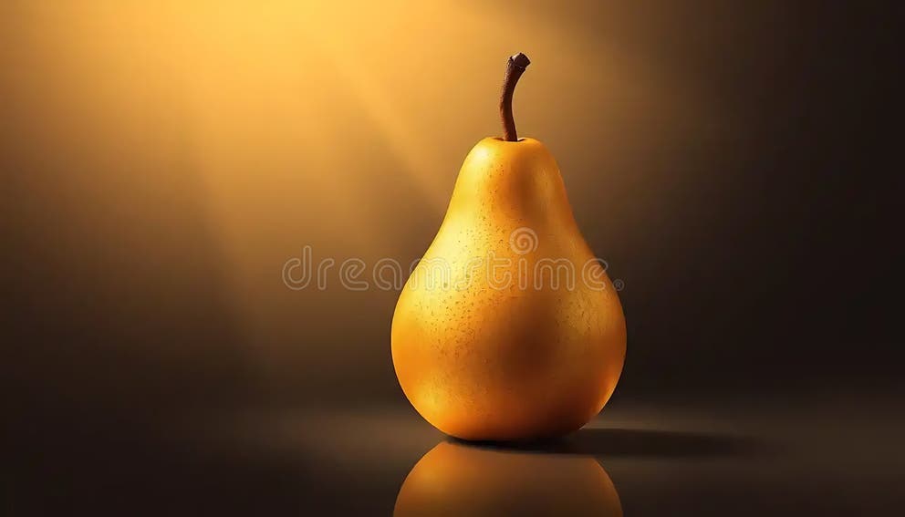 A Single Pear with Soft Light and Reflective Surface Stock Illustration ...