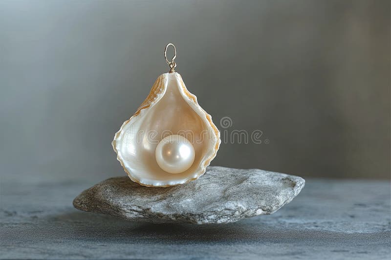 A Single Pearl Earring Resting in an Open Seashell Styled on a Smooth ...