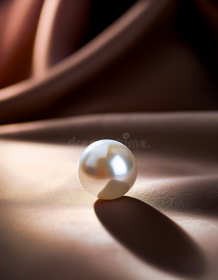 A Single Pearl Resting on a Smooth Velvet Surface Under Soft Focused ...