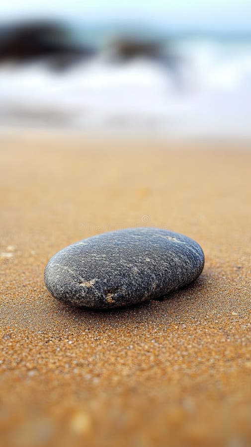 A Single Pebble on a Sandy Beach Picture Stock Illustration ...
