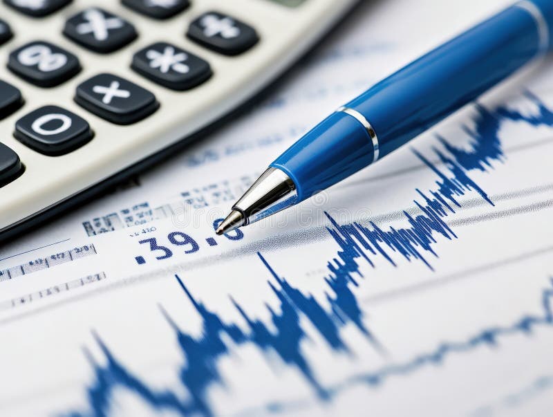 A Single Pen is Sitting on Top of a Graph Paper Next To a Calculator ...