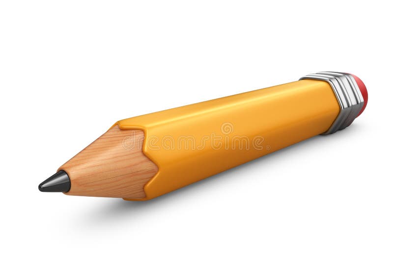 Single pencil. 3D icon stock illustration. Illustration of orange ...