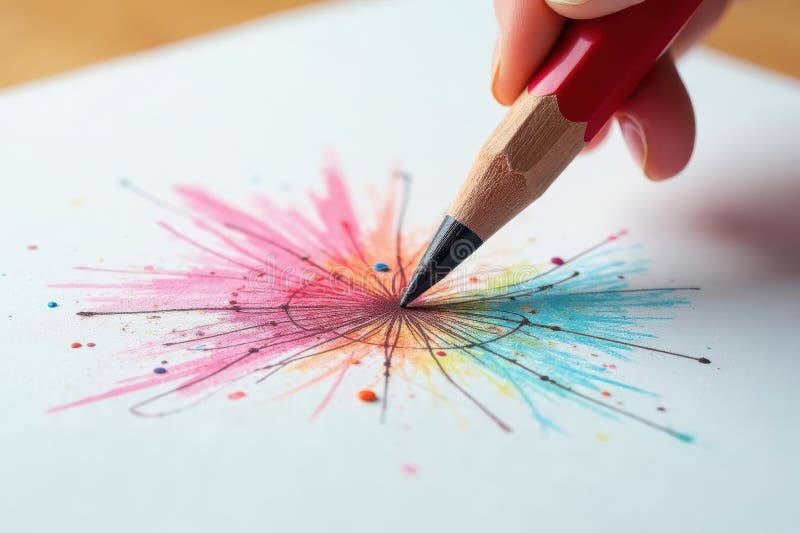 A Single Pencil Meticulously Sketching on Pure White Paper, Clean ...