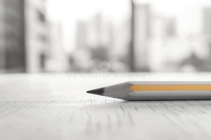 A Single Pencil Sits Atop a Wooden Table, Ready for Use Stock Image ...