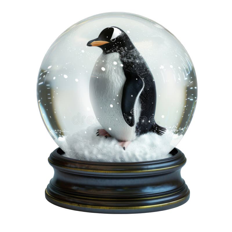 A Single Penguin Inside a Glass Snow Globe Stock Photo - Illustration ...