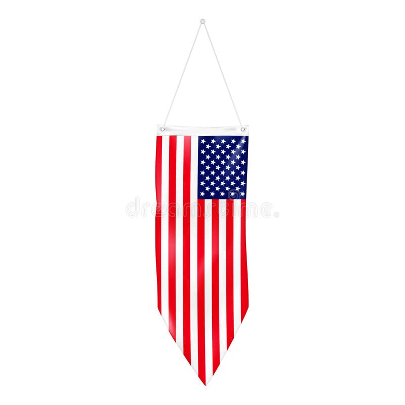Single Pennant Flag of USA on String Vector. Hanging Textile US ...