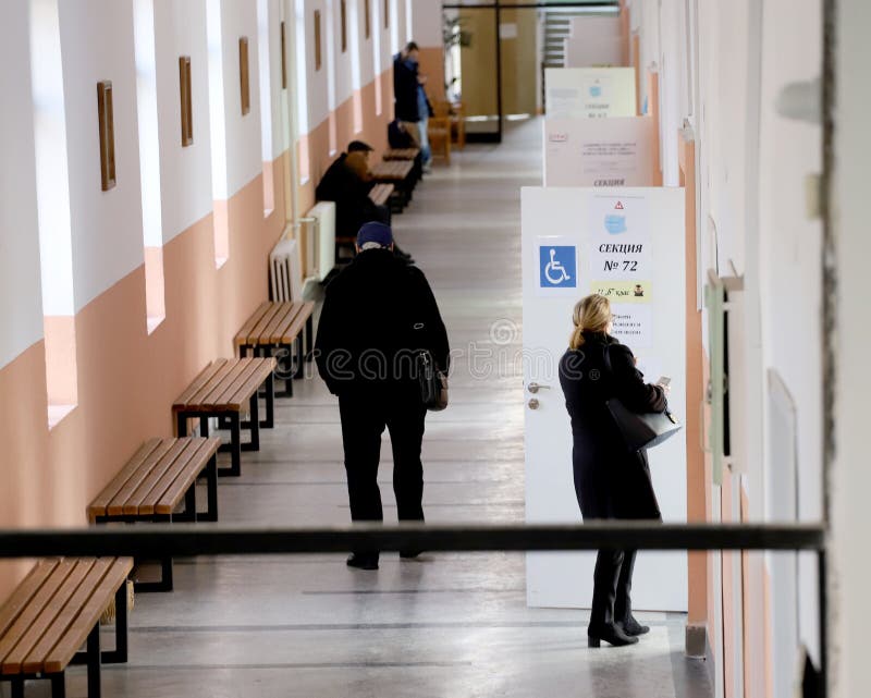 Single People on Election Day in Empty Polling Stations Voting for ...