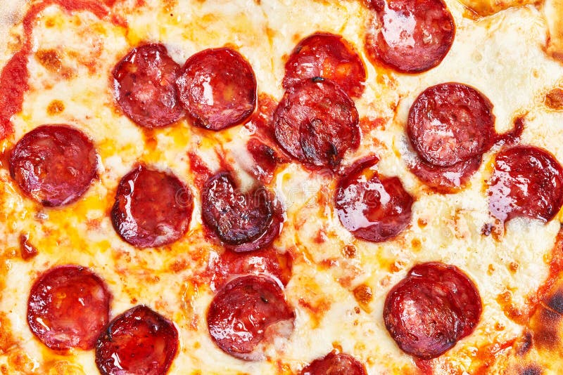 Single Pepperoni Italian Pizza Texture Stock Image - Image of pasta ...