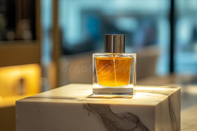 Single Perfume Bottle Placed Marble Stand Soft Lighting Stock Photos ...