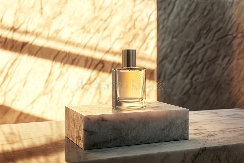 Single Perfume Bottle Placed Marble Stand Soft Lighting Stock Photos ...