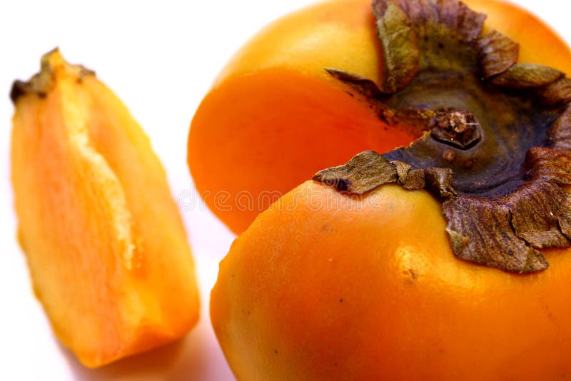 Single Persimmon Fruit (Diospyros Kaki) Chopped Stock Photo - Image of ...