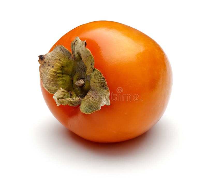 Single Persimmon Fruit on White Background Stock Image - Image of plant ...