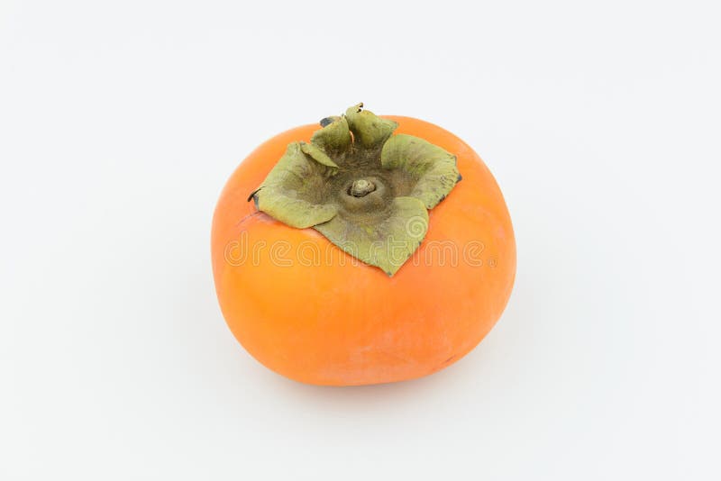 Single Persimmon Isolate White Background Stock Image - Image of ...