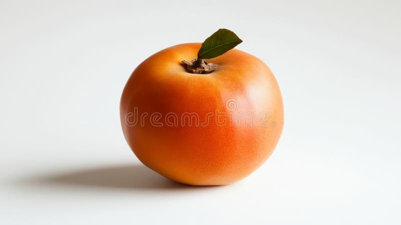 A Single Persimmon, with Its Smooth Orange Skin Glowing Against a Plain ...