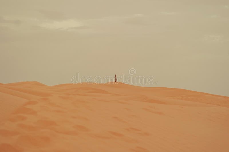Single Person Standing in a Desert Stock Image - Image of sand, people ...