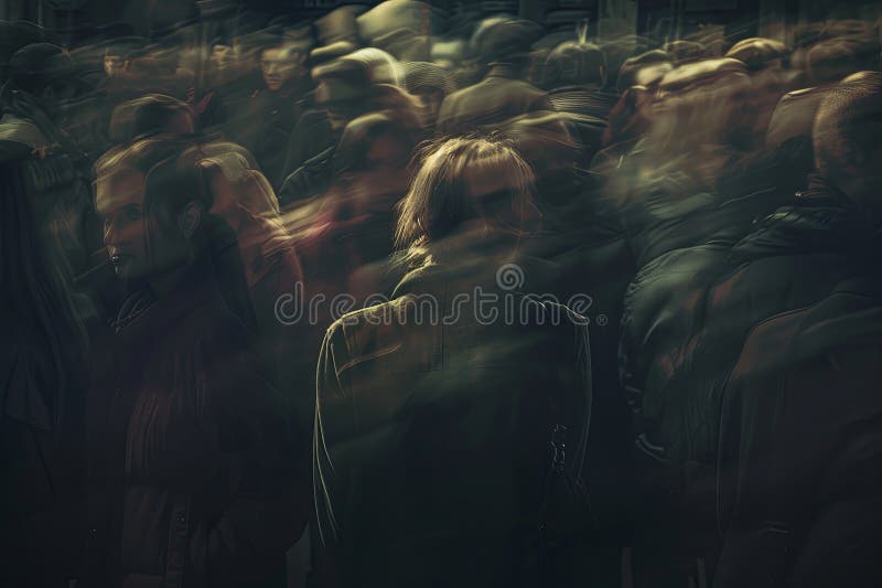 A Single Person Stands Alone in a Crowded Room, Their Figure ...