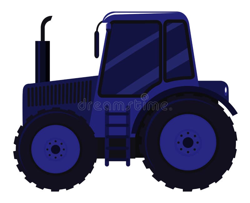 Blue tractor and bulldozer stock vector. Illustration of farming - 79891538
