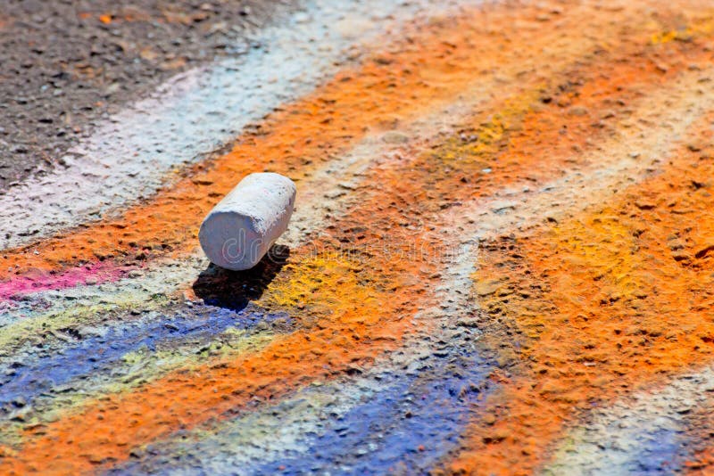 Single Piece of Chalk on Sidewalk Art Stock Image - Image of colors ...