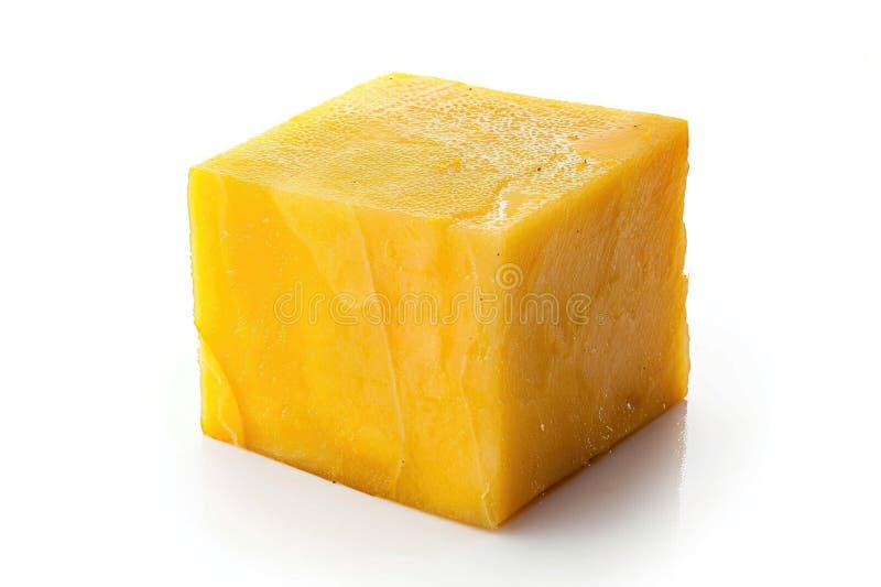 A Single Piece of Cheese Sits on a White Surface, Ready for Serving ...