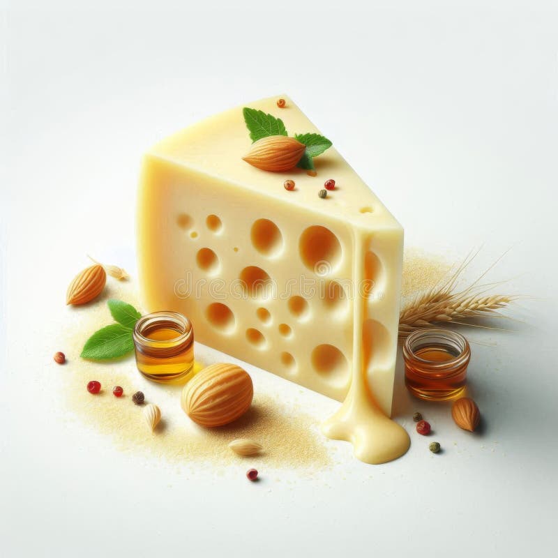 Single Piece of Cheese on White Background Stock Illustration ...