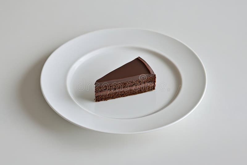 Single Piece Chocolate Cake Resting Clean White Dessert Stock Photos ...