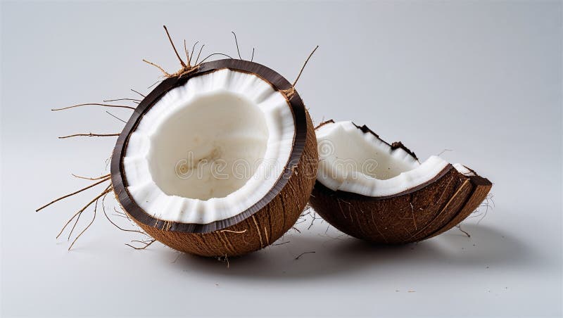 Single Piece of Coconut Meat without Shell Shown Flat on White ...