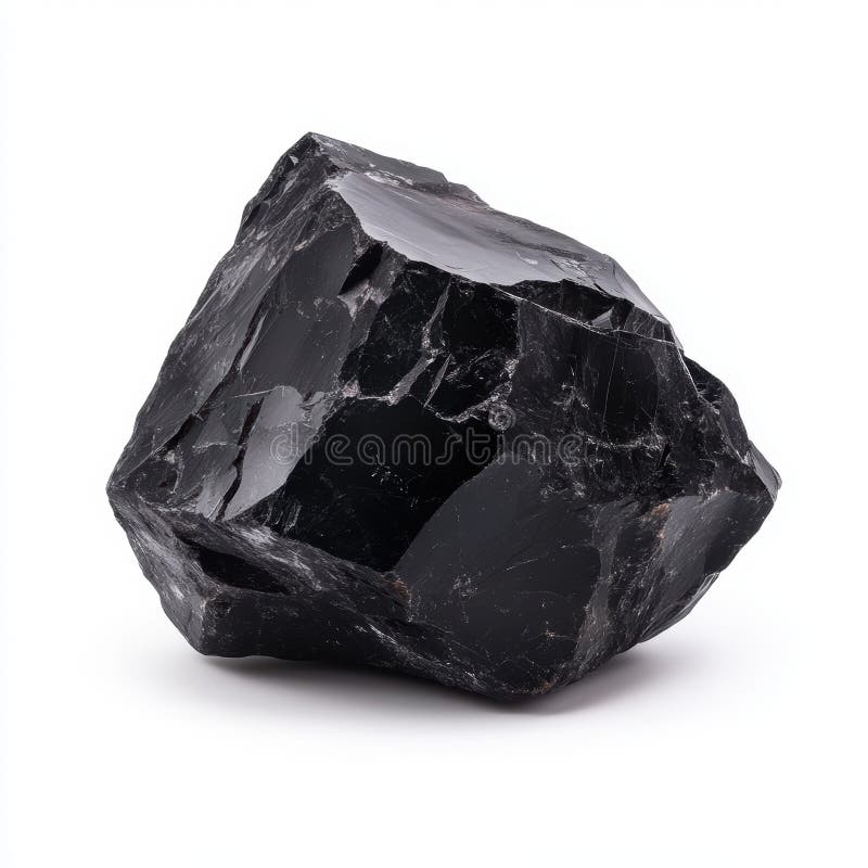 Single Piece of Glossy Obsidian with Sharp Edges Stock Illustration ...