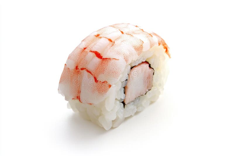 A Single Piece of Sushi on a Clean White Surface Stock Photo - Image of ...