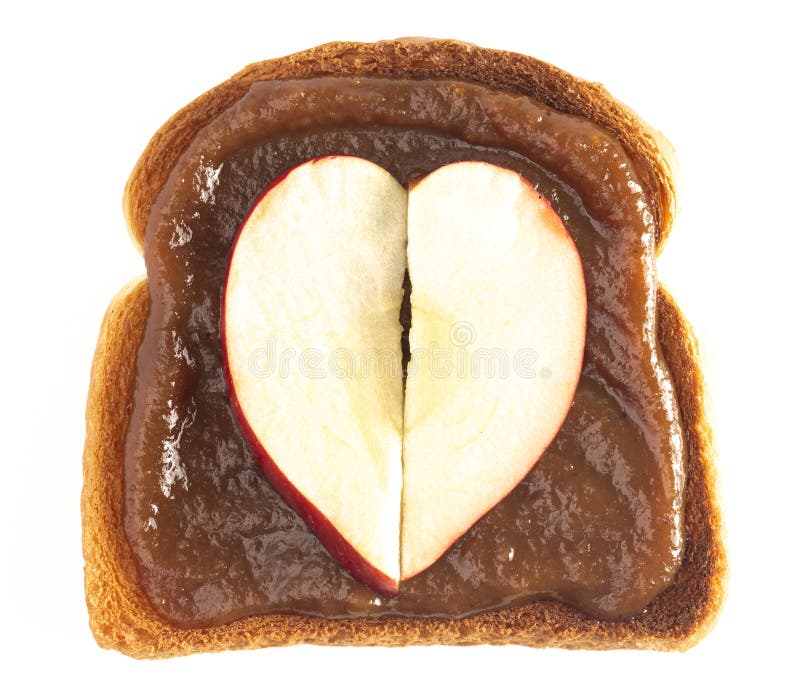 Single Piece of Wheat Bread Toasted with Cinnamon Apple Butter Isolated ...