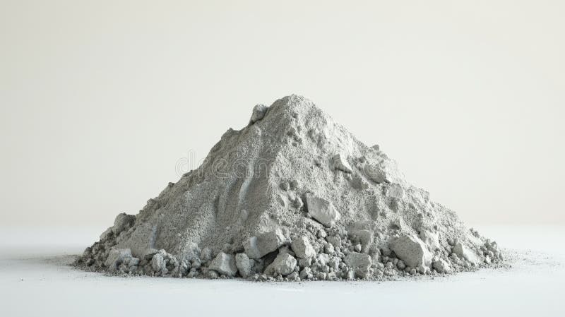 A Single Pile of Cement Powder Viewed from the Side, Isolated on a ...