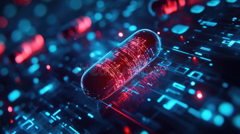 A Single Pill Sits on the Surface of a Computer Keyboard, Awaiting Use ...