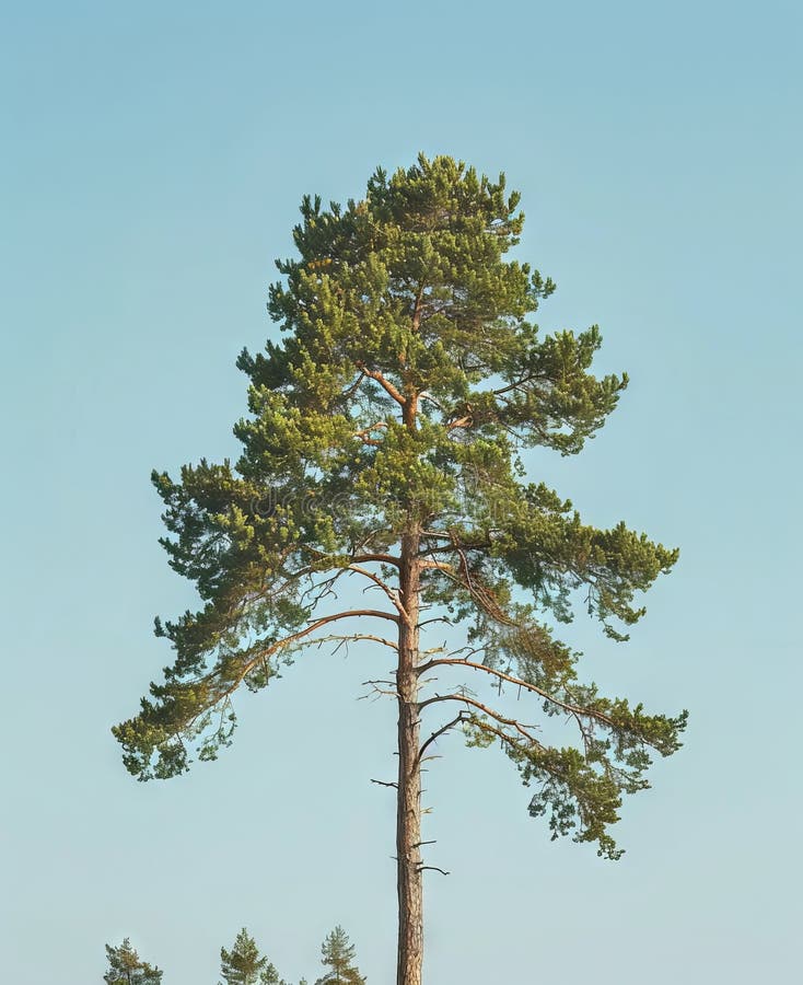 A Single Pine Tree in the Middle of a Field Stock Photo - Image of peak ...