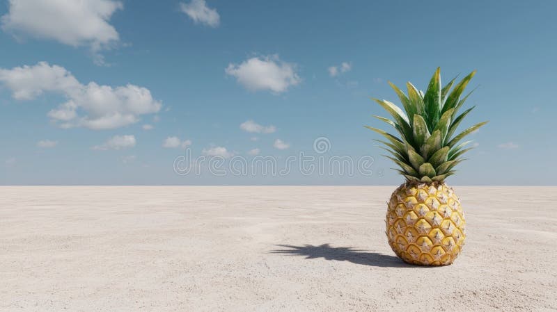 Single Pineapple in a Desert Landscape Under a Blue Sky Stock ...