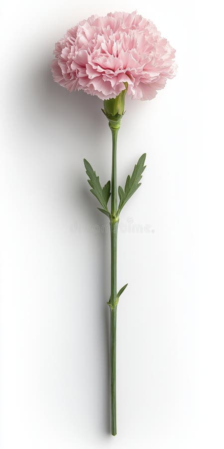 Single Pink Carnation on White Background Stock Illustration ...