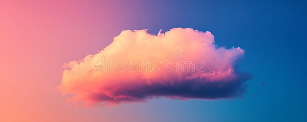 Single Pink Cloud in Colorful Sunset Sky Stock Image - Image of pink ...