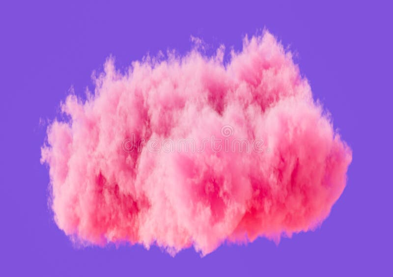 Single Pink Cloud Formation, Romantic Soft Cloud, 3d Rendering Stock ...
