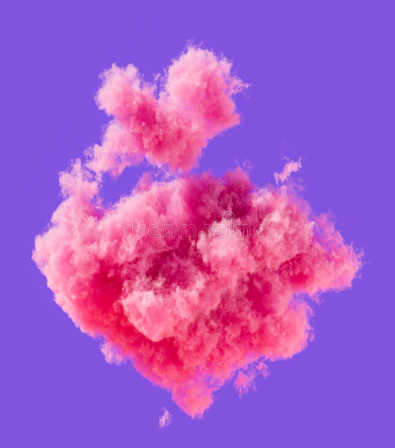 Single Pink Cloud Formation, Romantic Soft Cloud, 3d Rendering Stock ...