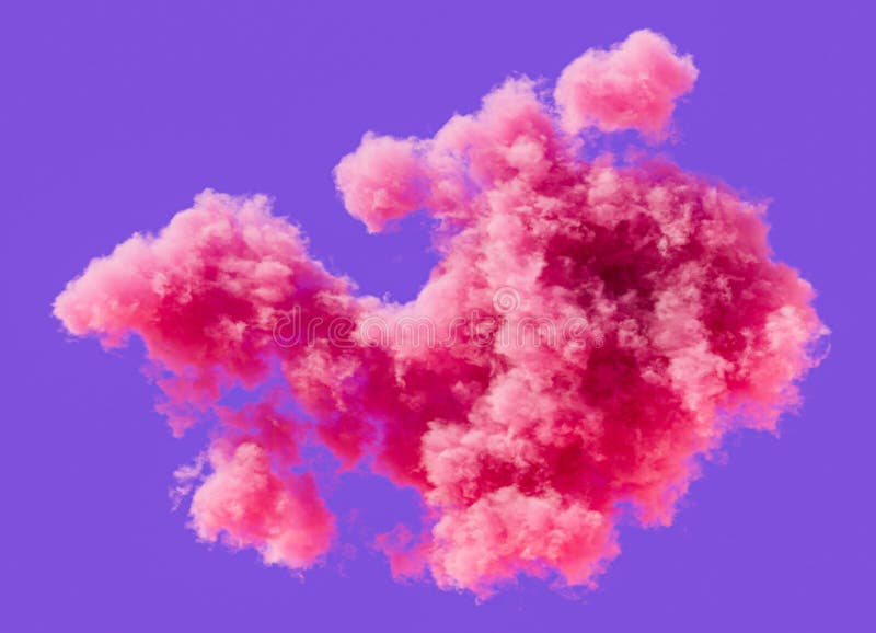 Single Pink Cloud Formation, Romantic Soft Cloud, 3d Rendering Stock ...