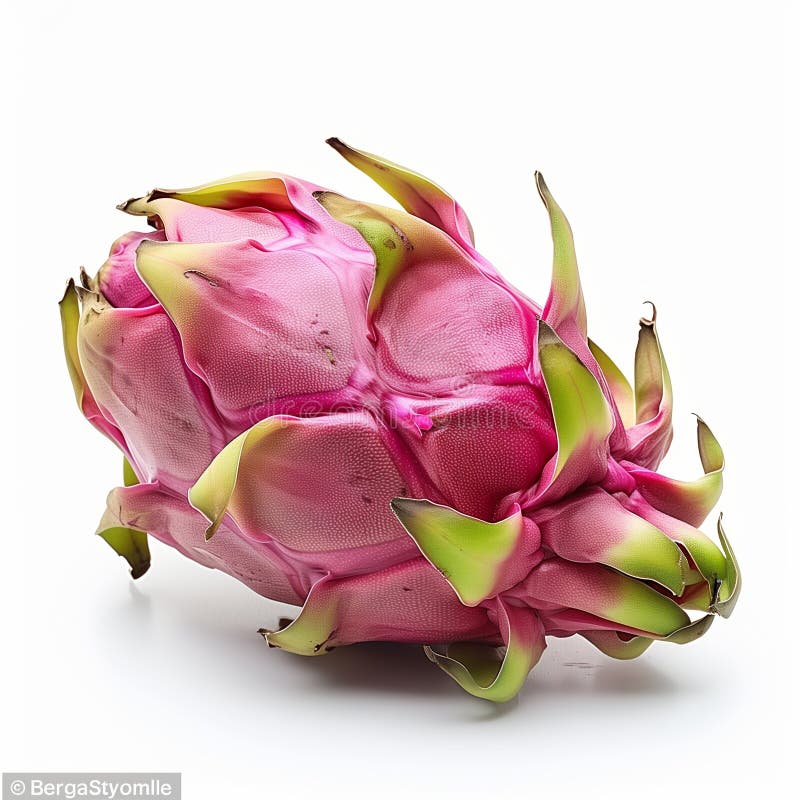 Single Pink Dragon Fruit Against White Background Stock Image - Image ...