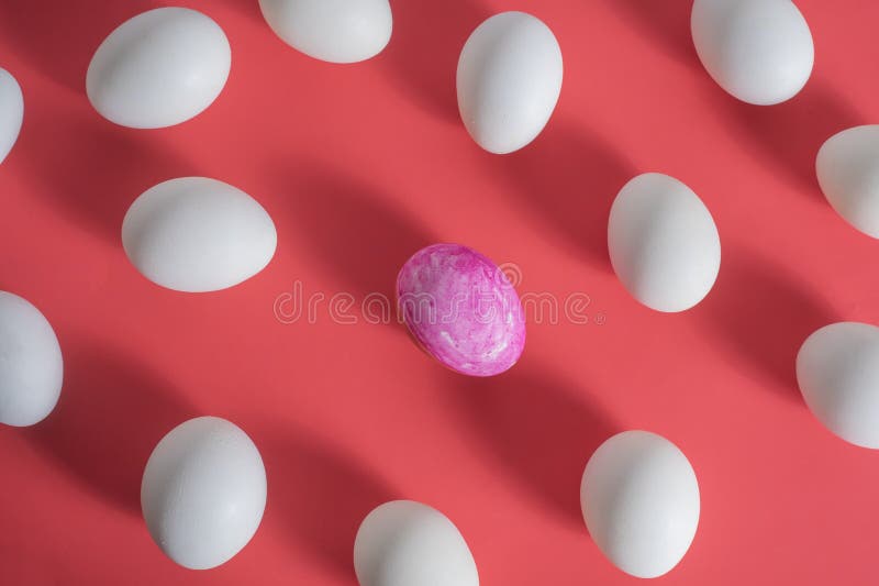 Single Pink Egg White Eggs Vibrant Red Background Stock Photos - Free ...