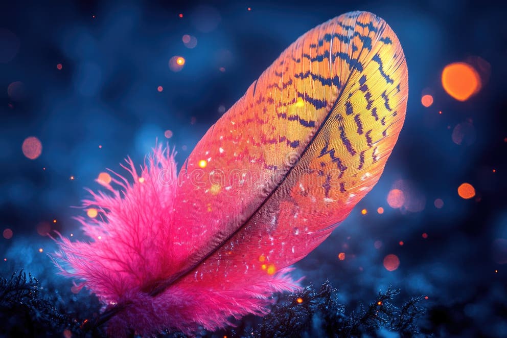 A Single Pink Feather Sits Atop Another, Forming a Unique Perch Stock ...