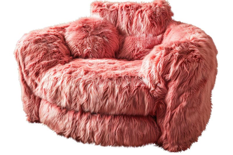 A Single Pink Fuzzy Chair Sits on a White Background Stock Photo ...