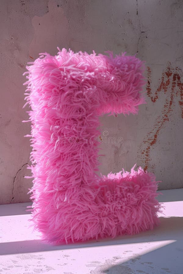 A Single Pink Fuzzy Letter E on a White Background, Suitable for Use in ...